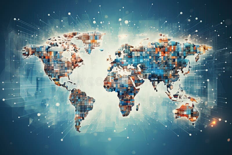 Abstract Technological Geographic Map. Planet Earth. Global ...