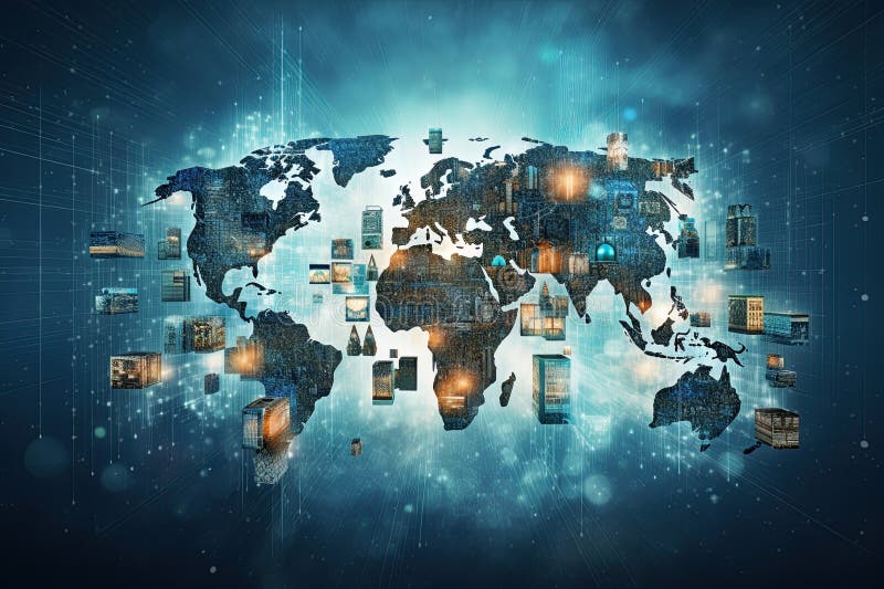 Abstract Technological Geographic Map. Planet Earth. Global ...