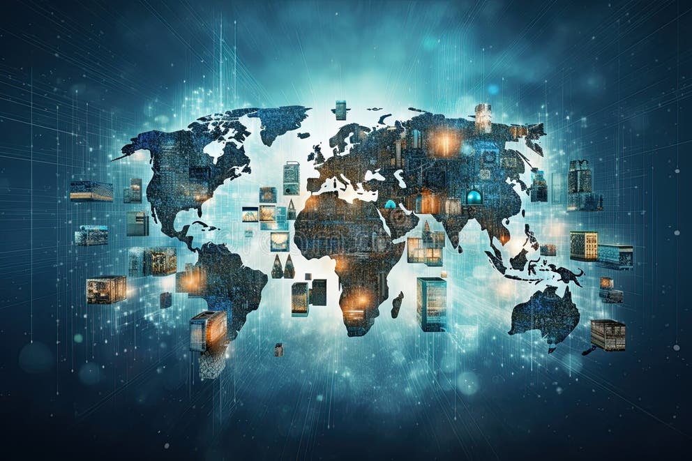 Abstract Technological Geographic Map. Planet Earth. Global ...