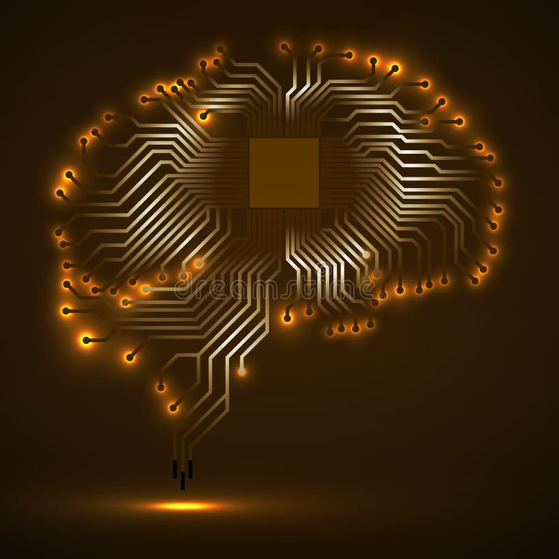 Abstract Technological Glowing Brain. Cpu Stock Vector - Illustration of computer, integrated ...