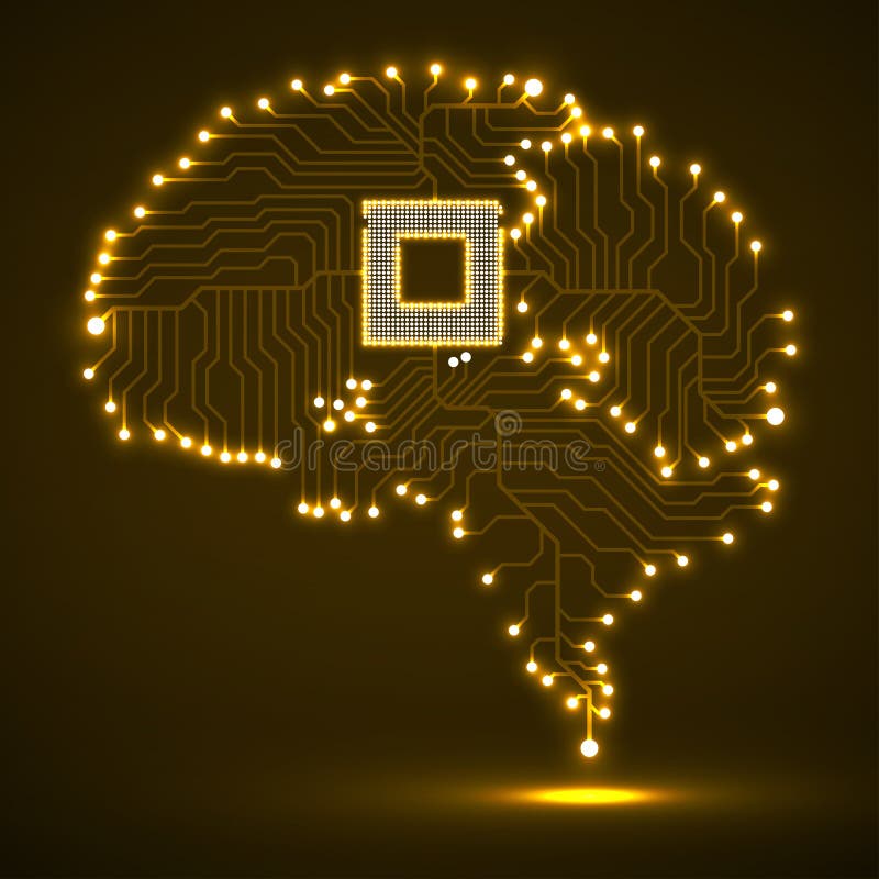 Abstract Technological Glowing Brain. Cpu Stock Vector - Illustration ...