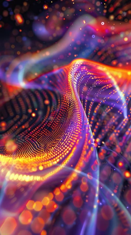 Abstract and Technological Hologram Featuring Swirling Light Paths ...