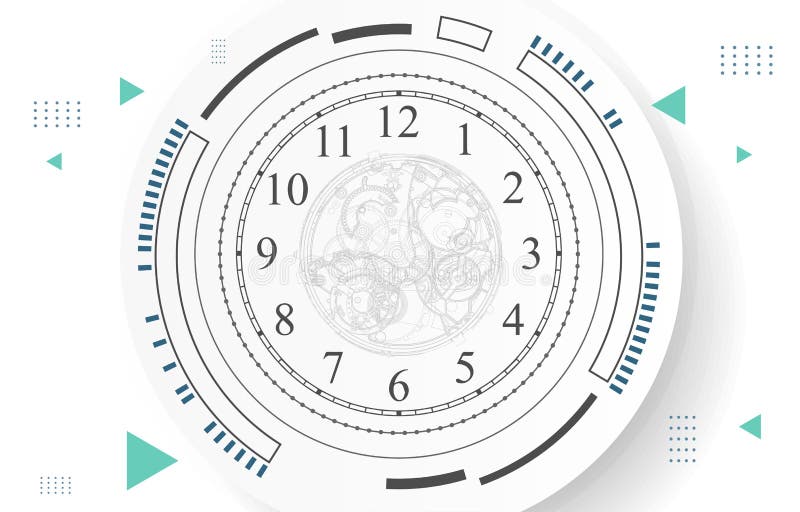 Abstract Technology Analog Clock Face on White Background.Timer Vector ...