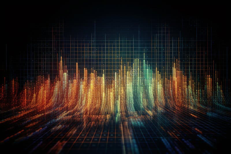 Abstract Technology Background With Binary Code And Grid 3d Rendering Generative Ai Stock