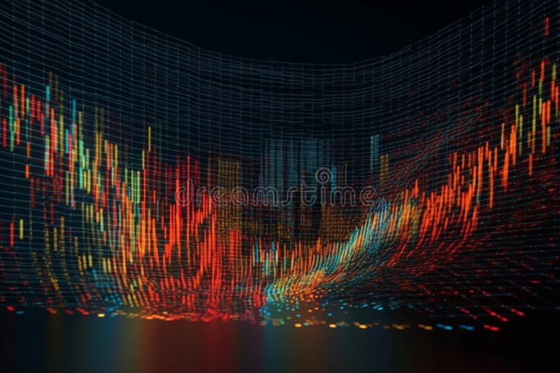 Abstract Technology Background With Binary Code And Grid 3d Rendering Generative Ai Stock