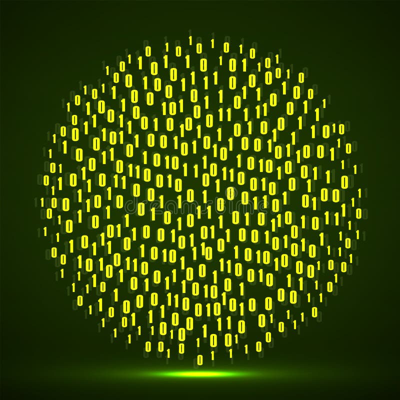 Abstract Technology Background with Binary Computer Code in Circle ...