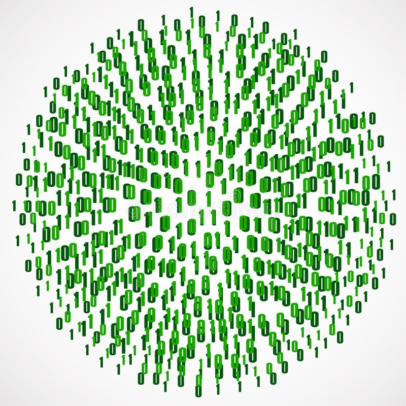 Abstract Technology Background with Binary Computer Code in Circle ...