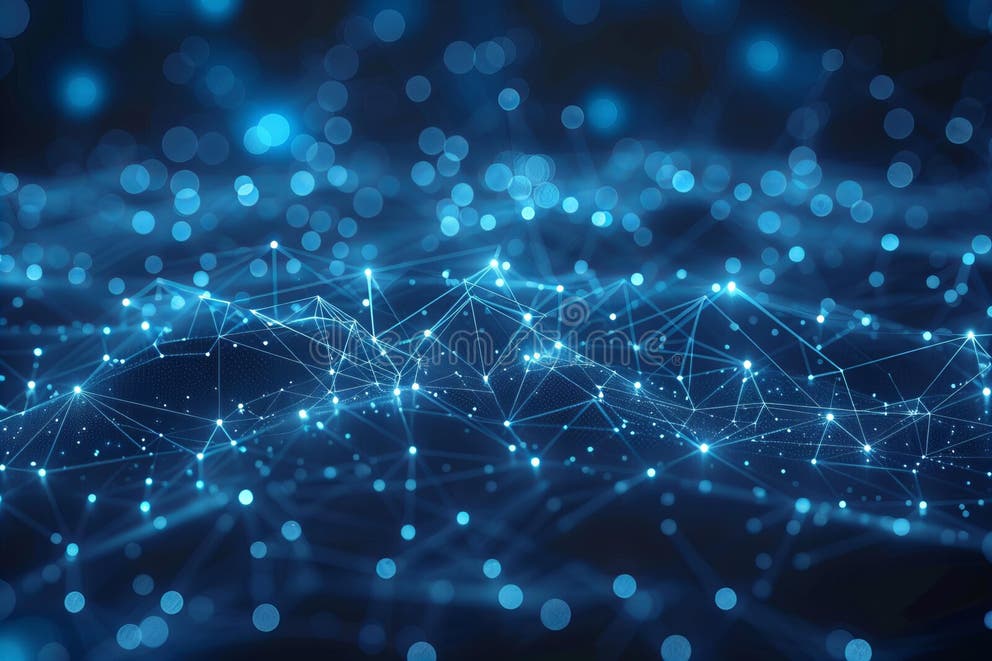 Abstract Technology Background with Blue Digital Connection Dots and ...