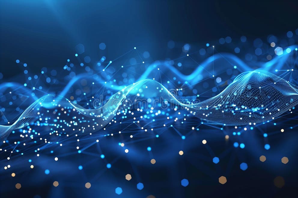 Abstract Technology Background with Blue Digital Connection Dots and ...