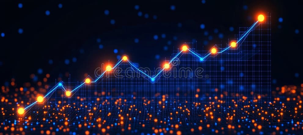 Abstract Technology Background with Blue Glowing Line Graph Showing ...