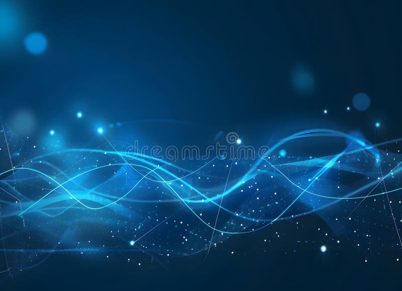Abstract Technology Background with Blue Light and Network Dots Stock ...
