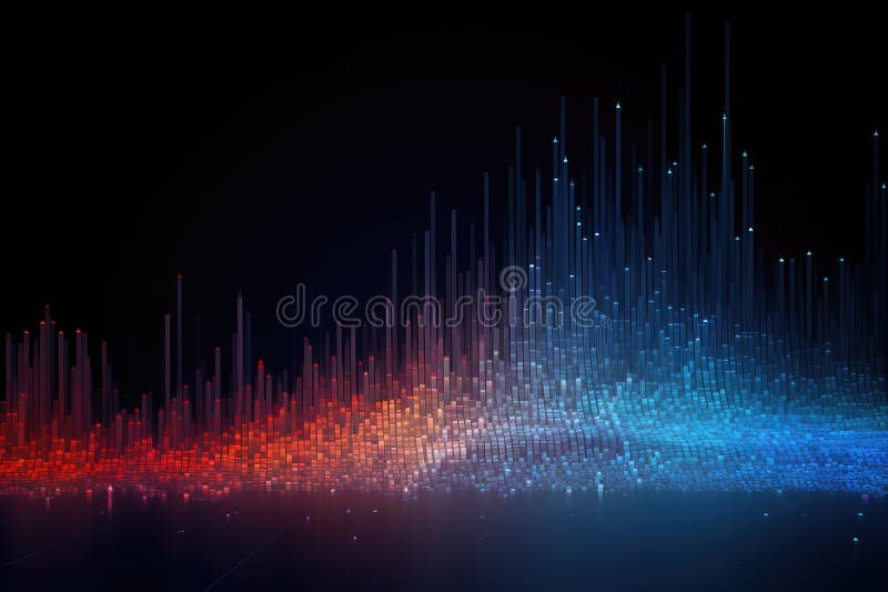 Abstract Technology Background with Blue and Red Equalizer, Vector ...