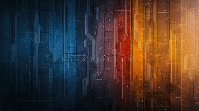 Abstract Technology Background with Blue, Red, and Orange Colors ...