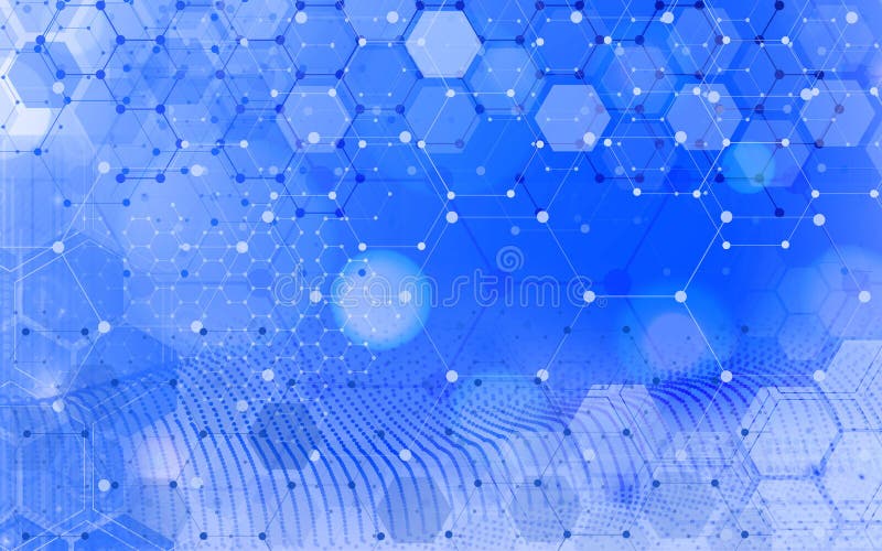 Abstract Technology Background with Blue Shades Hexagons Stock ...