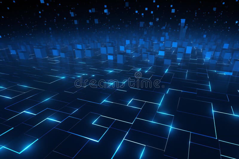 Abstract Technology Background with Blue Squares Stock Illustration ...