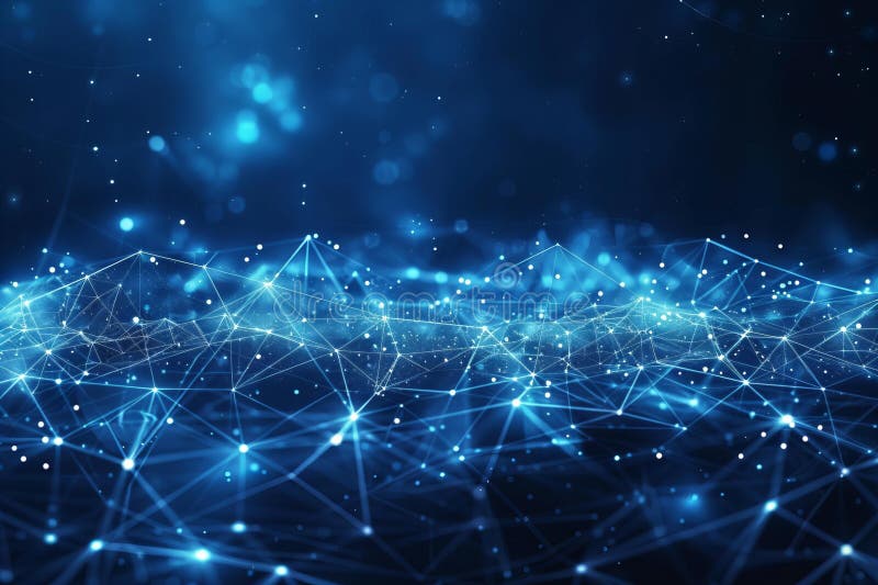 Abstract Technology Background with Blue and White Lines, Dots ...