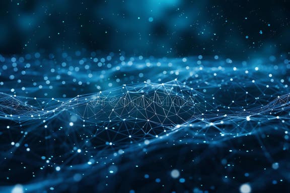 Abstract Technology Background with Blue and White Lines, Dots ...