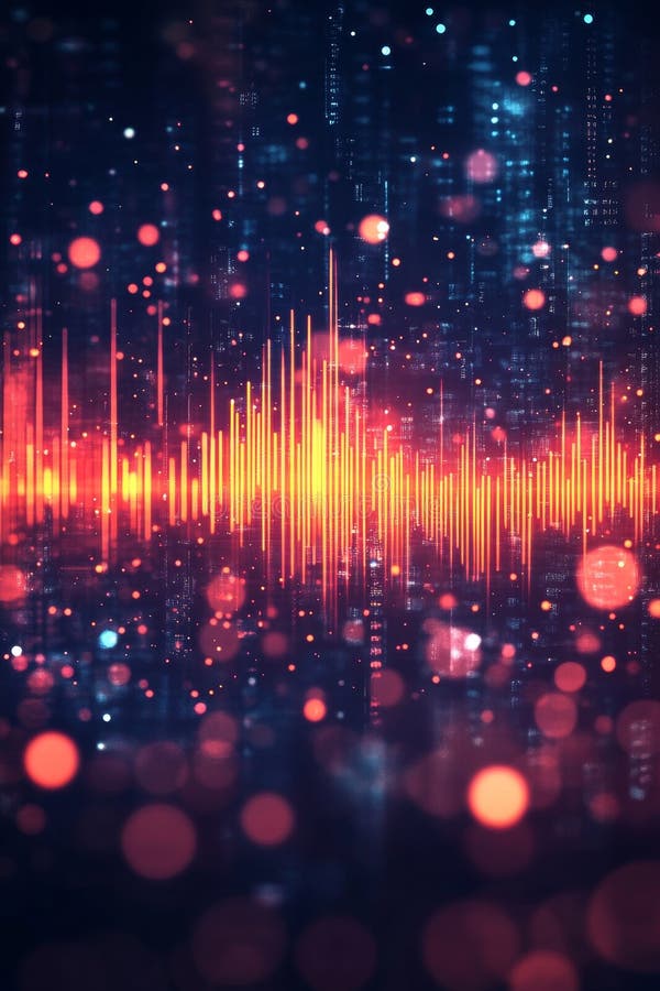 Abstract Technology Background, Brightly Colored Waves and Signals ...