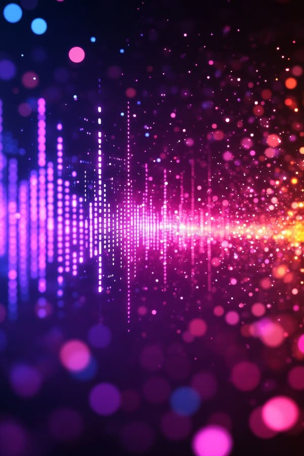 Abstract Technology Background, Brightly Colored Waves and Signals ...