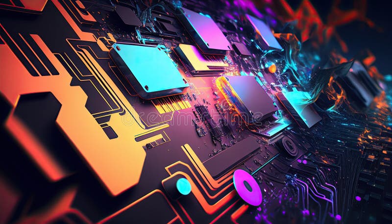 Abstract Technology Background, Chip Circuit CPU Motherboard ...