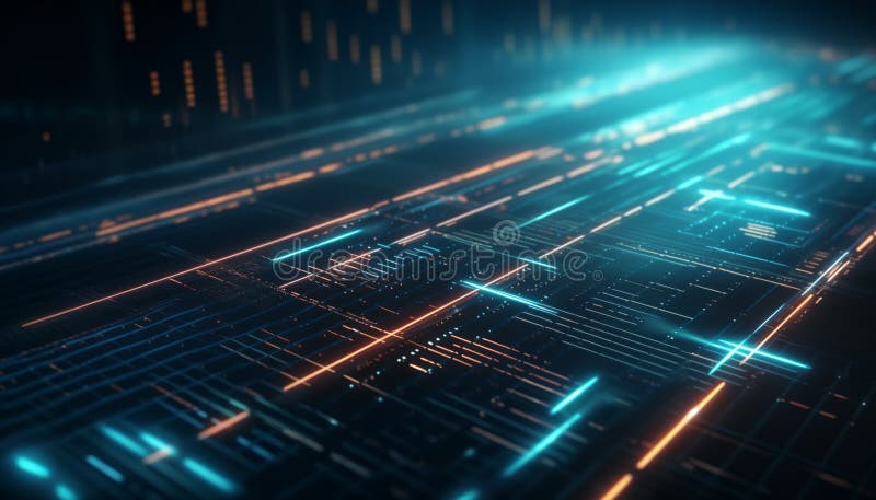 Abstract Technology Background. Circuit Dots, Lines and Binary Data. Generative AI Stock ...