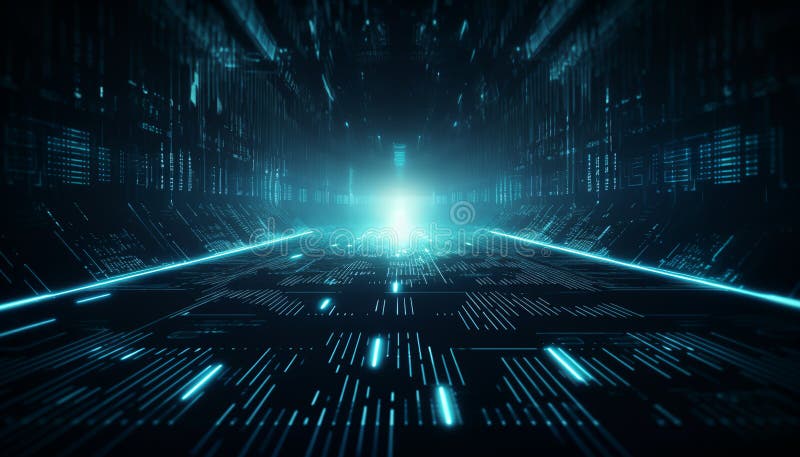 Digital Abstract Technology. Programming Script Binary Coding Snippet on Glowing Software ...