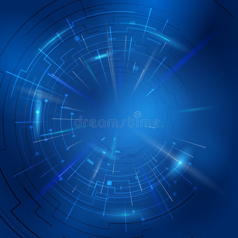 Abstract Technology Background of Circular Lines and Rays Stock Vector ...
