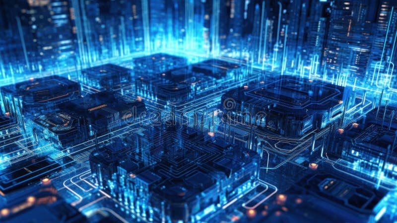 Abstract Technology Background with Code Blue Stock Illustration ...