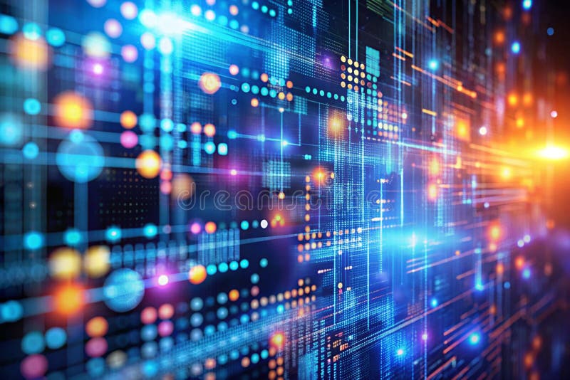 Abstract Technology Background With Coding And Binary Data Stock