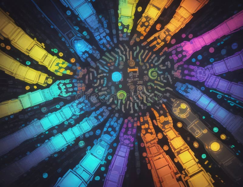 Abstract Technology Background. Colorful Cyberspace Concept. Vector ...