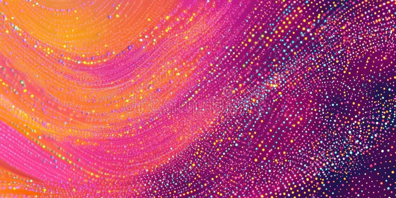 Abstract Technology Background With Colorful Data Points In Dynamic Pattern Stock Illustration