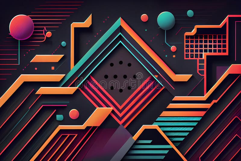 Abstract Technology Background with Colourful Geometric Elements. AI ...