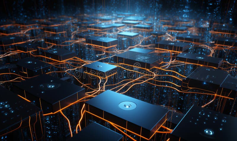 Abstract Technology Background of a Computer System with Processor and ...