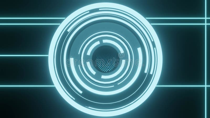 3D Animation of Fingerprint and Circular Technology Shape in a Vibrant ...