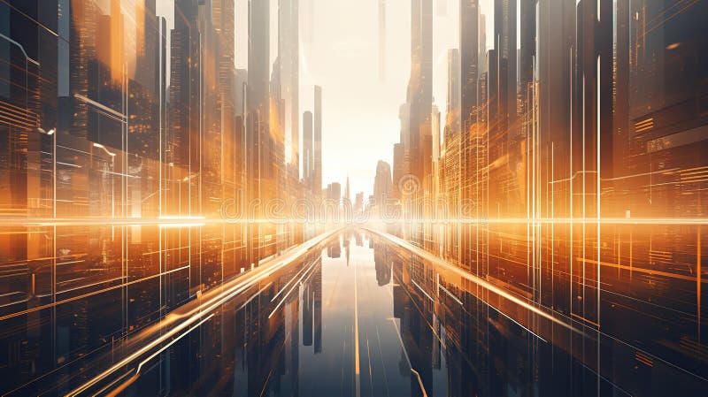 Abstract Technology Background.Cyber Buildings. City of the Future ...