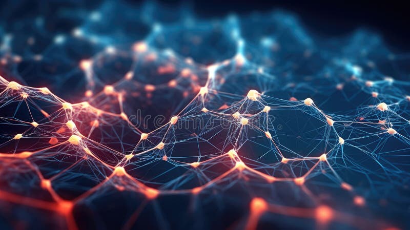 Abstract Technology Background with a Cyber Network Grid and Connected Particles Stock ...