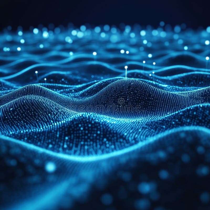 Abstract Technology Background, 3D Illustration of Glowing Network Data ...