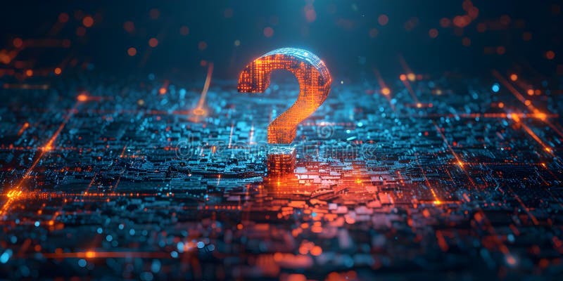 Abstract Technology Background with D Question Mark Symbolizing ...