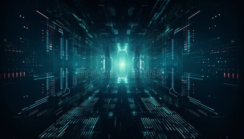 Abstract Technology Background. Circuit Dots, Lines and Binary Data. Generative AI Stock ...