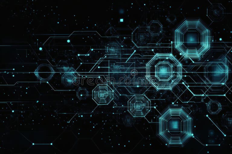 Abstract Technology Background with Digital Hexagon Pattern Design ...