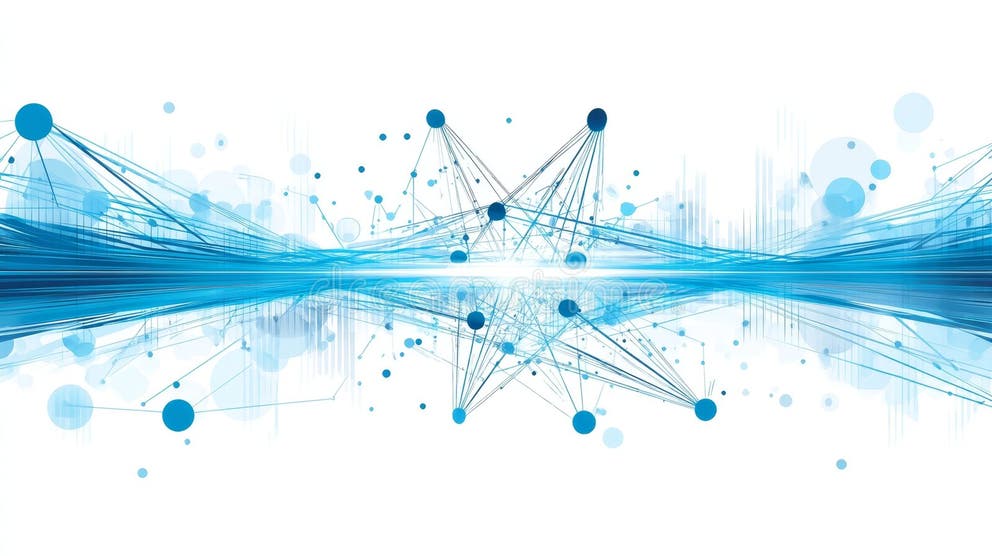 Abstract Technology Background, Dynamic Blue Lines and Dots in Modern ...