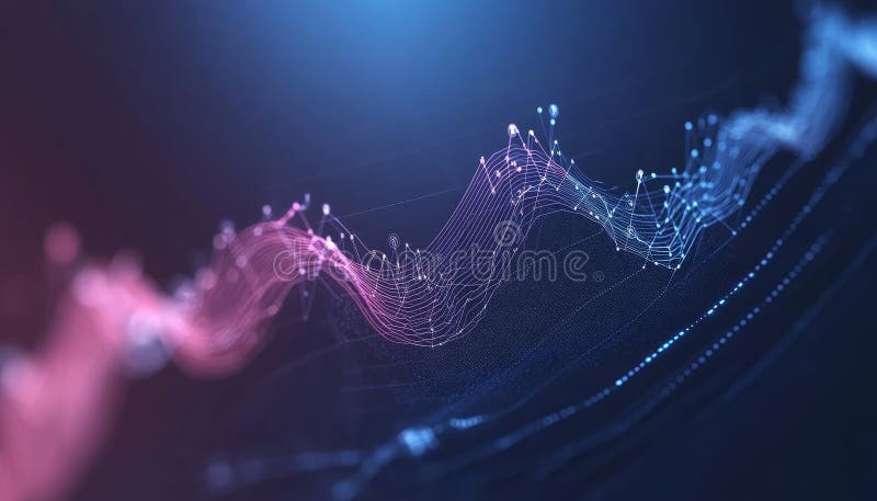 Abstract Technology Background Dynamic Wave of Connected Data Points in ...