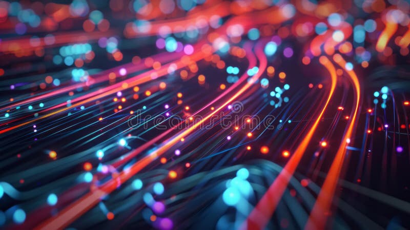 Abstract Technology Background with Fiber Optic Network Connections ...