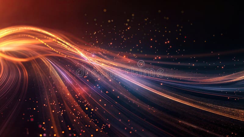 Abstract Technology Background with Flowing Light Trails Stock ...
