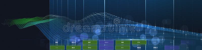 Abstract Technology Background. Future Color Wireframe with Data Boxes ...