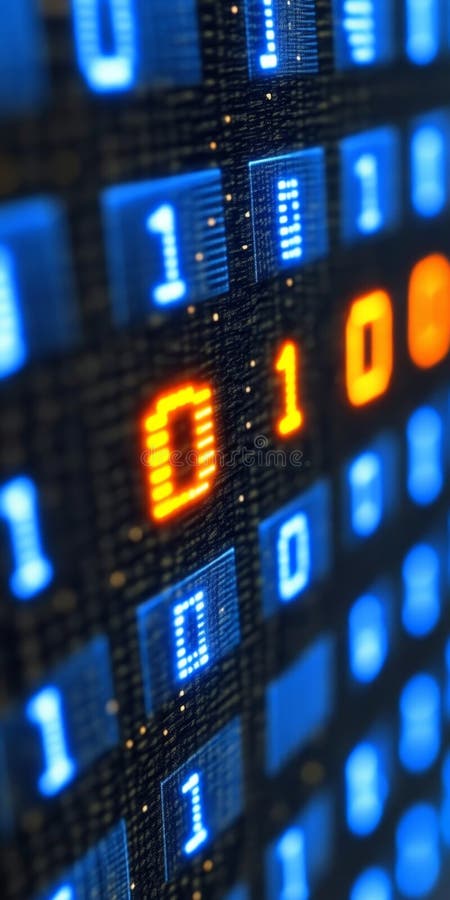 Abstract Technology Background with Glowing Binary Codes. Business ...