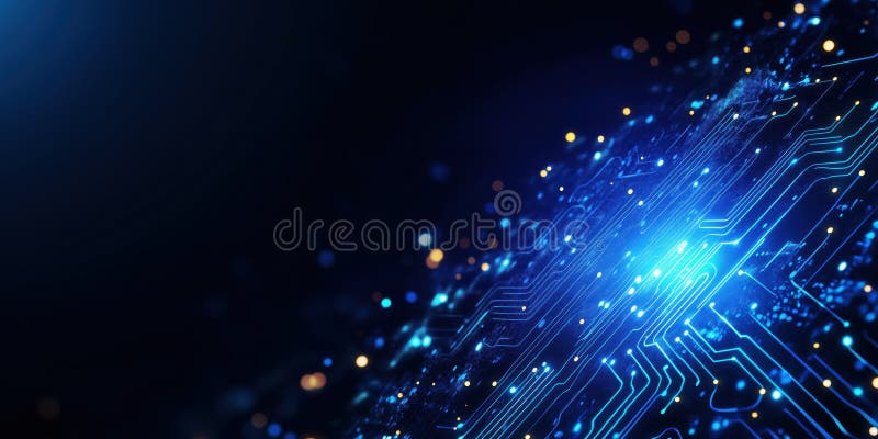 Abstract Technology Background with Glowing Blue Circuit Lines Stock ...