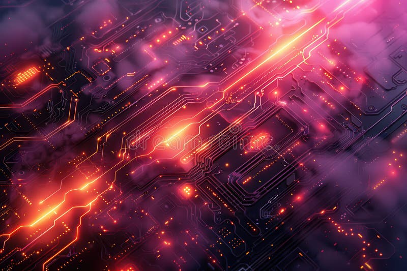 Abstract Technology Background with Glowing Circuits and Vibrant Colors ...
