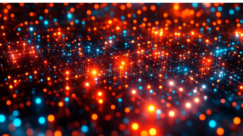 Abstract Technology Background, Glowing Fiber Optic Network Connections ...