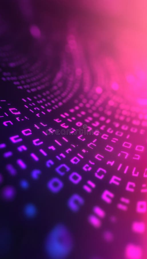 Abstract Technology Background, Glowing Purple Digits Data Flowing on ...